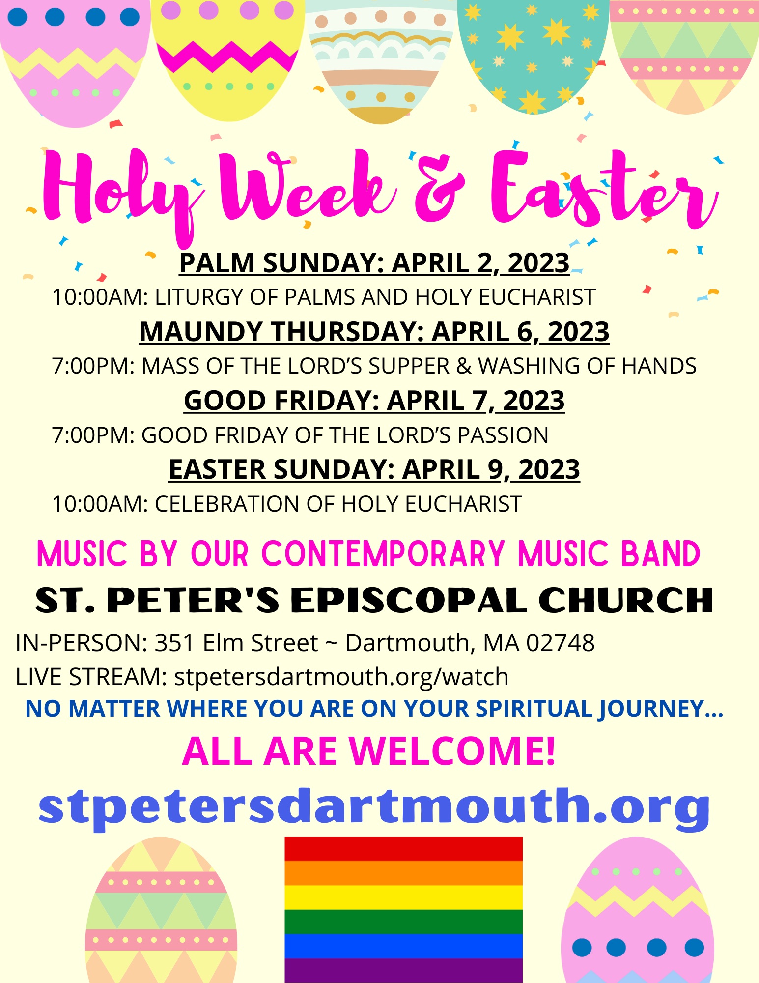 Holy Week & Easter Schedule 2023 – St. Peter’s Episcopal Church